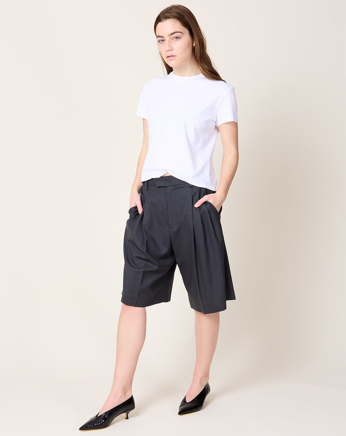 3 Pleat Short in Asphalt | 6397 | Covet + Lou | Covet + Lou