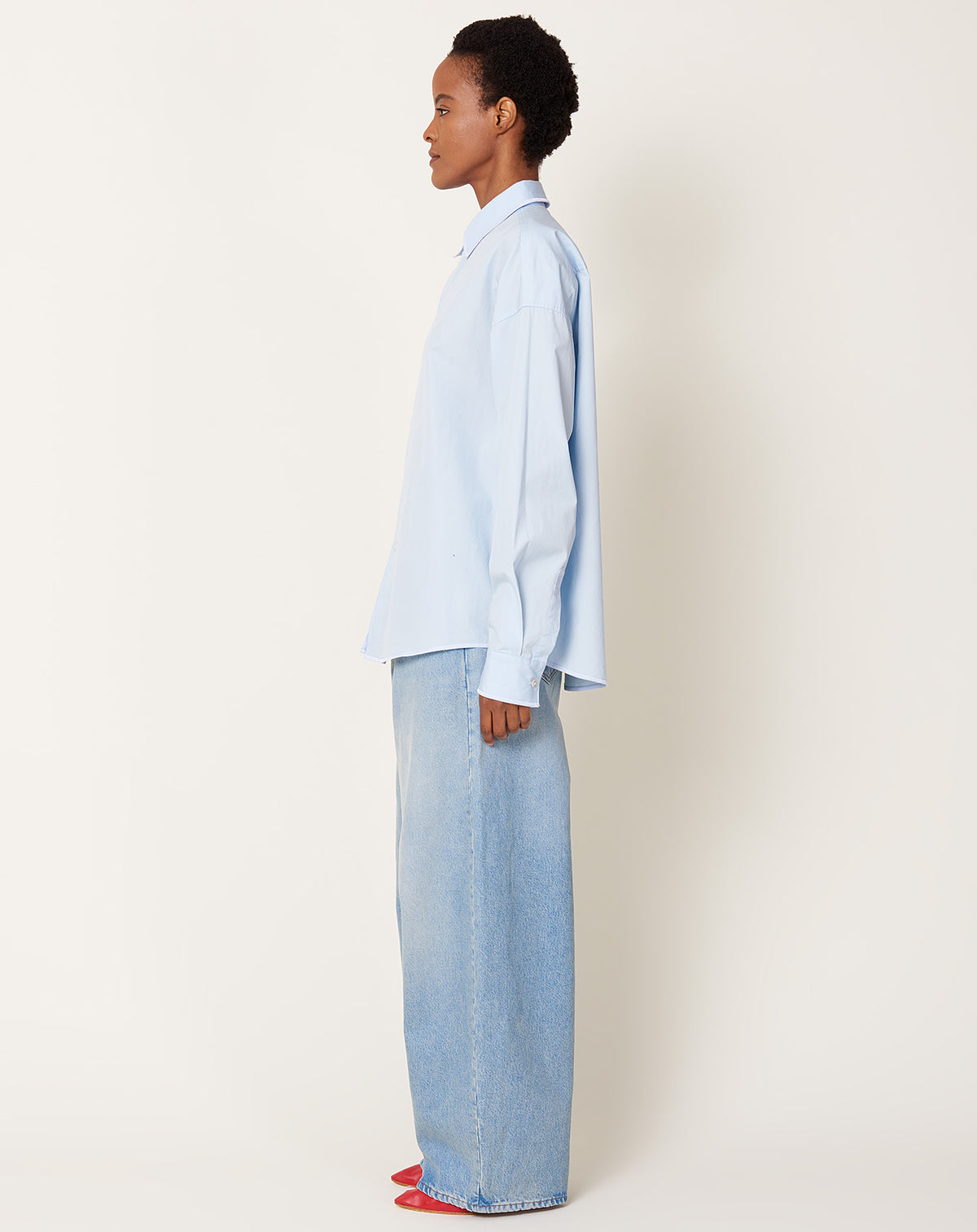 Contrast Overlock Uniform Shirt in Blue & White | 6397 | Covet + Lou ...