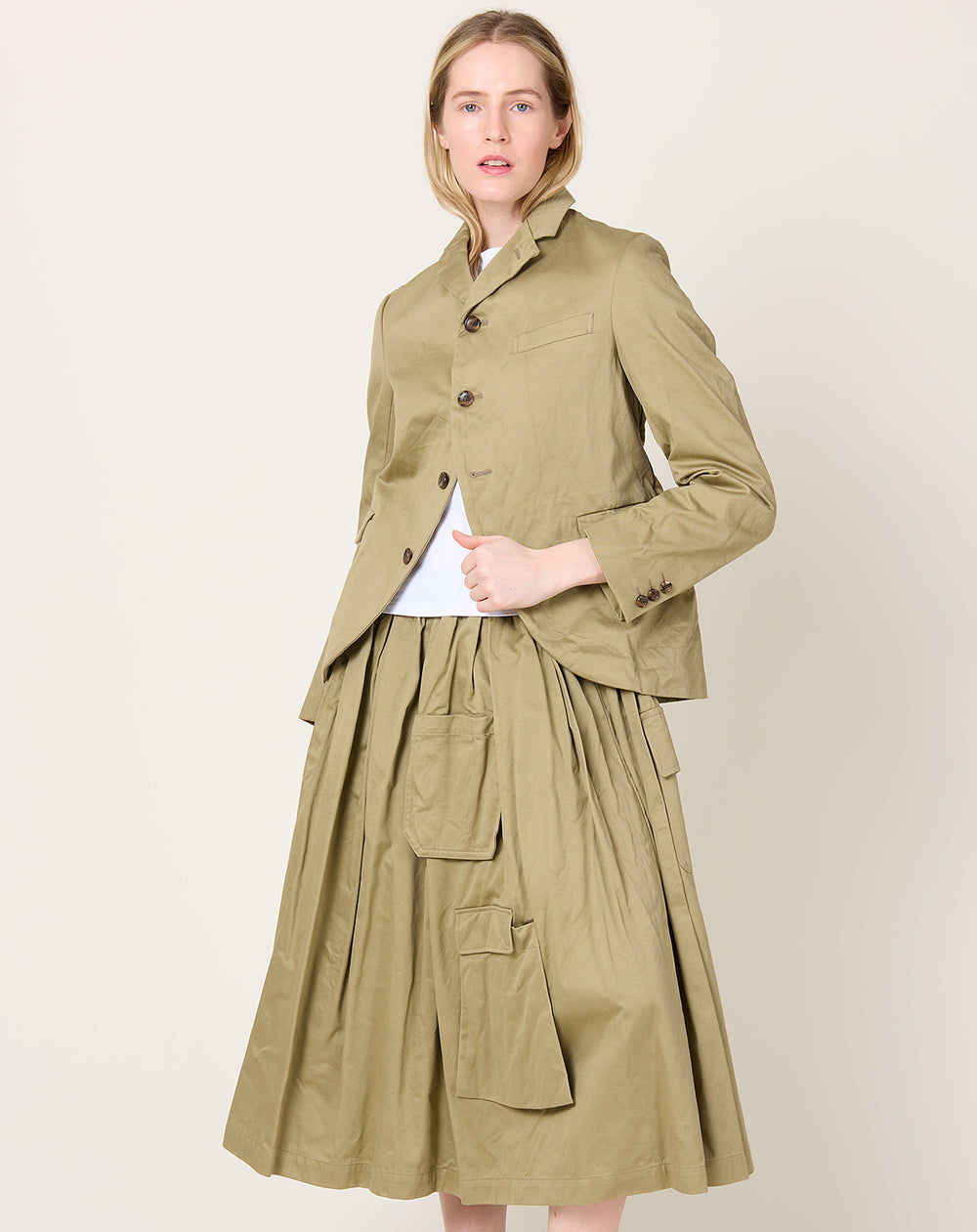 Curved Front Jacket in Khaki | Comme des Garçons Comme des Garçons ...