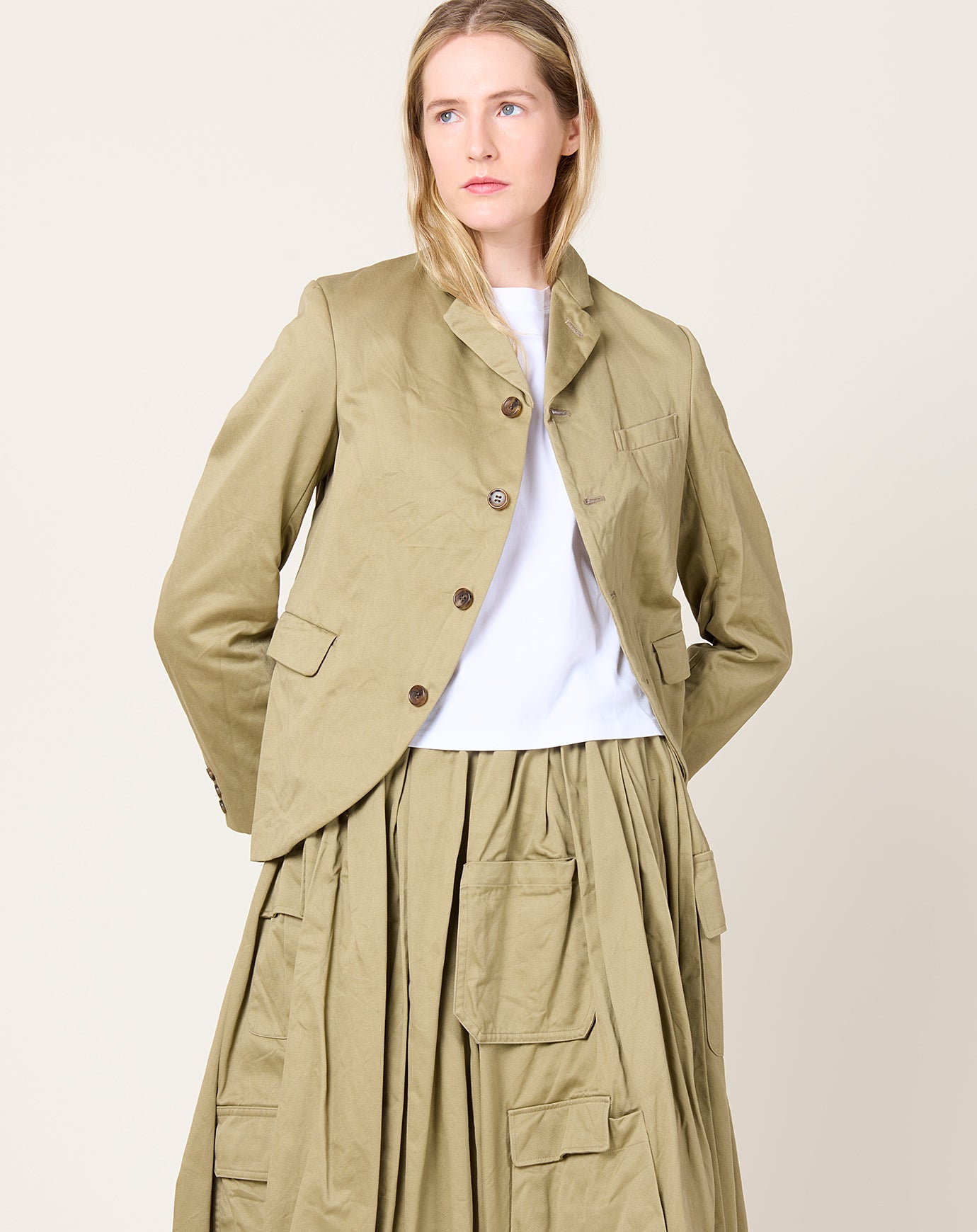 Curved Front Jacket in Khaki | Comme des Garçons Comme des Garçons ...