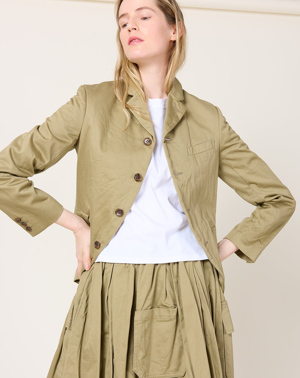 Curved Front Jacket in Khaki | Comme des Garçons Comme des Garçons ...
