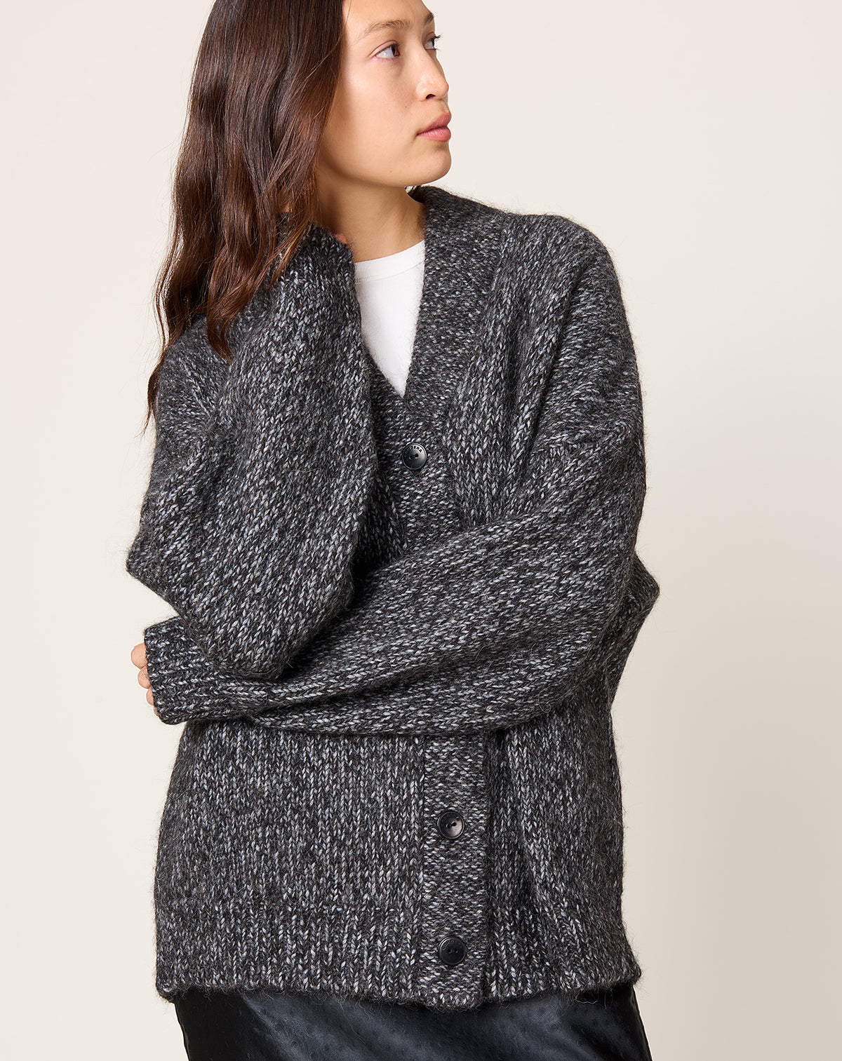 Oversized Cardigan in Black Melange | Cordera | Covet + Lou | Covet + Lou