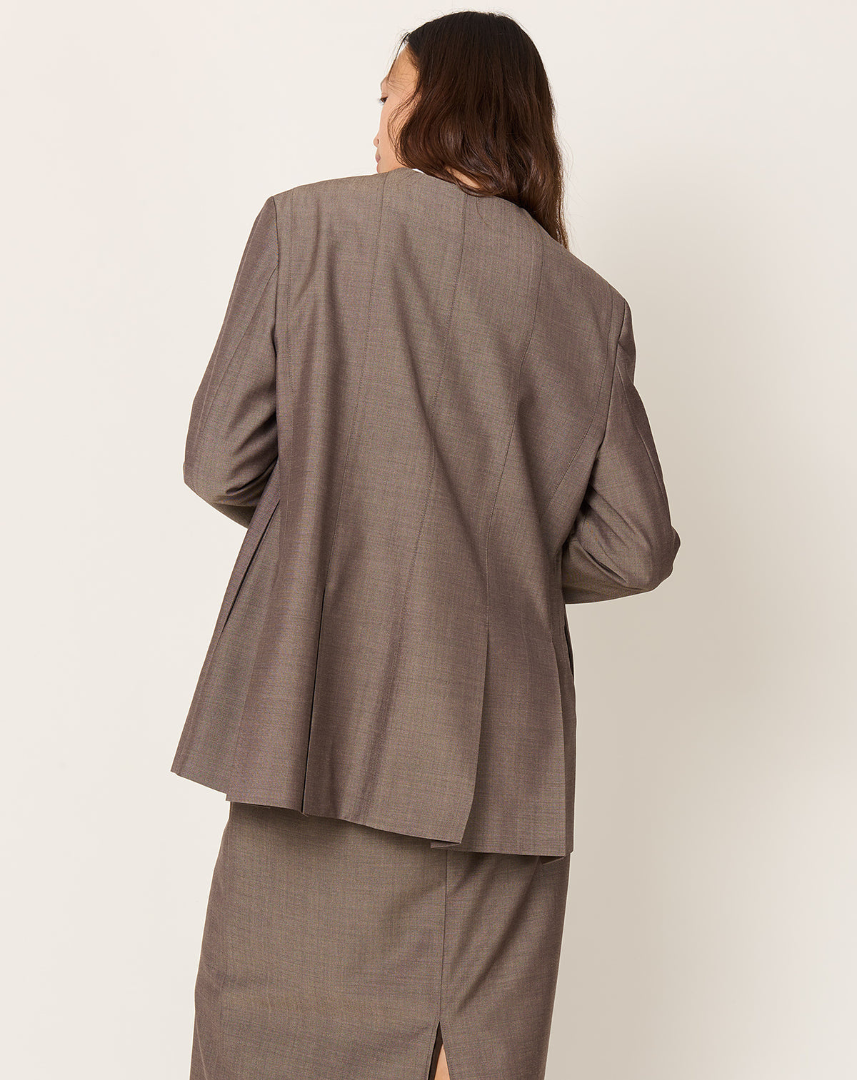 Round Neck Mohair Blazer in Smoke Brown | Cordera | Covet + Lou | Covet ...