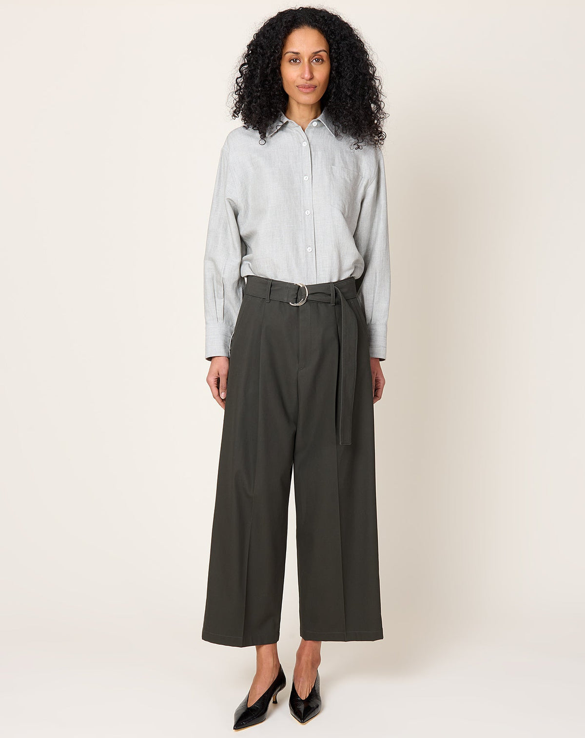 Belted Wide Leg Crop in Dark Loden Green | Maria McManus | Covet + Lou ...