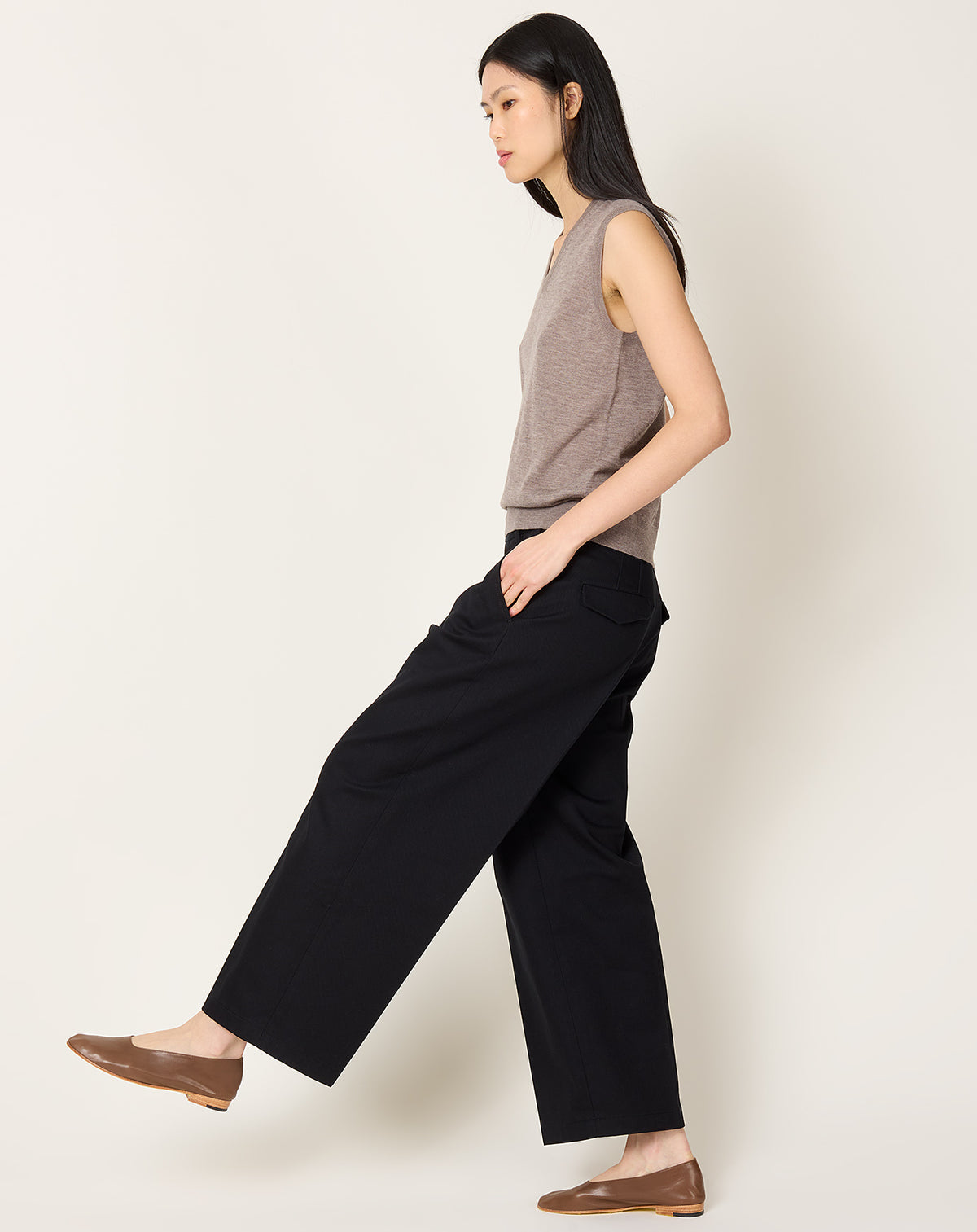 Pleat Front Crop Wide Leg in Black | Maria McManus | Covet + Lou ...