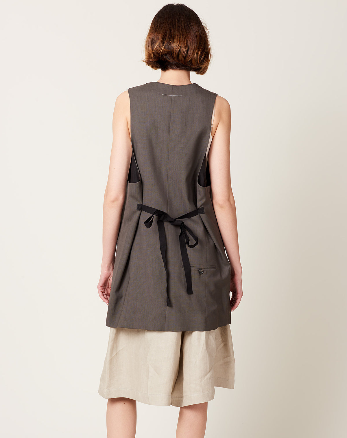 Tailoring Wool Canvas Waistcoat in Mud Brown | MM6 | Covet + Lou ...