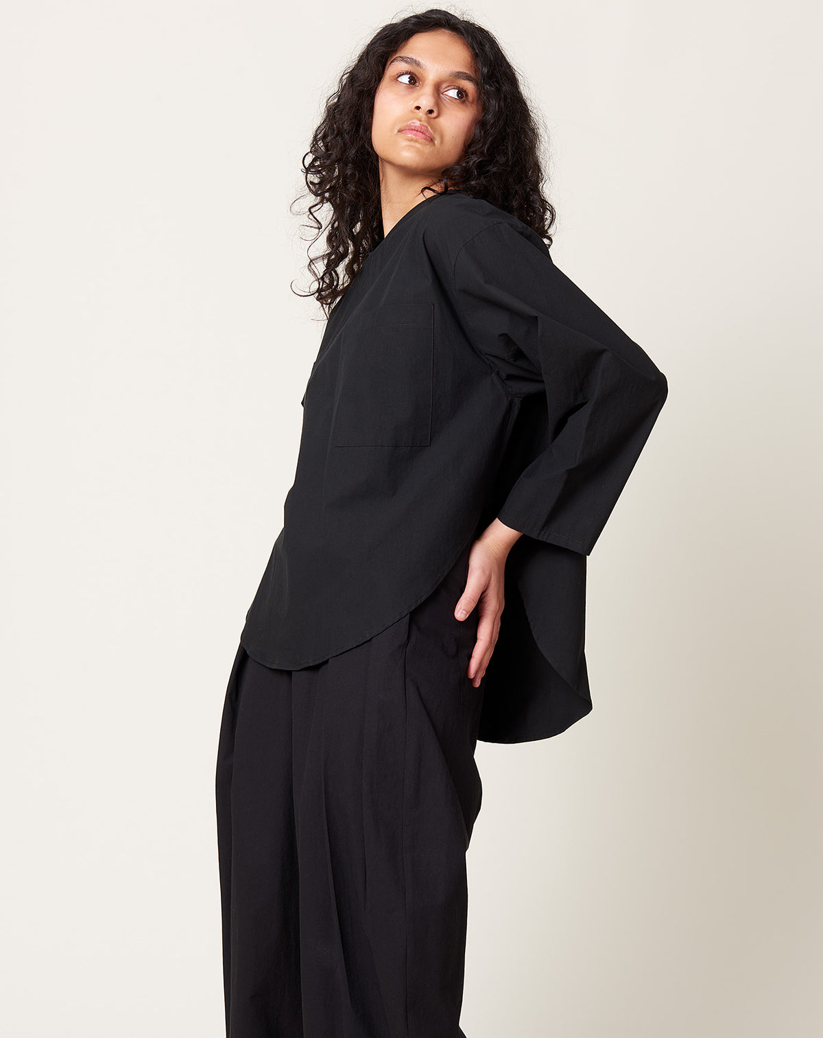 Pocket Popover Top in Black | Modern Weaving | Covet + Lou | Covet + Lou