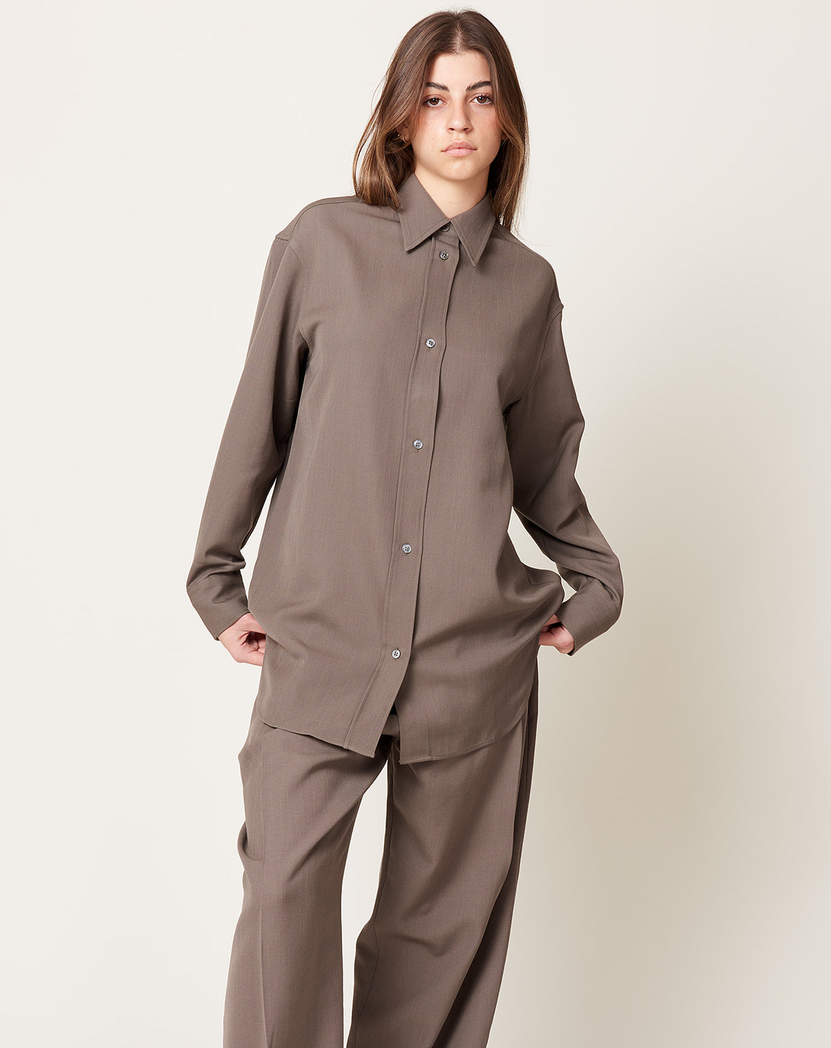 Santos Shirt in Reed Light Tech Wool | Studio Nicholson | Covet + Lou ...