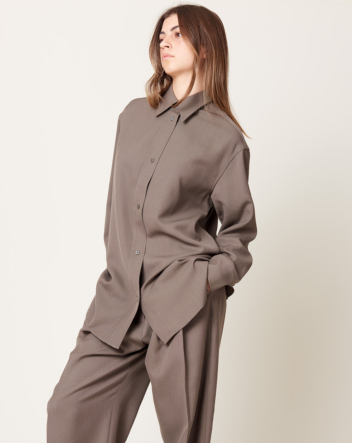 Santos Shirt in Reed Light Tech Wool | Studio Nicholson | Covet + Lou ...