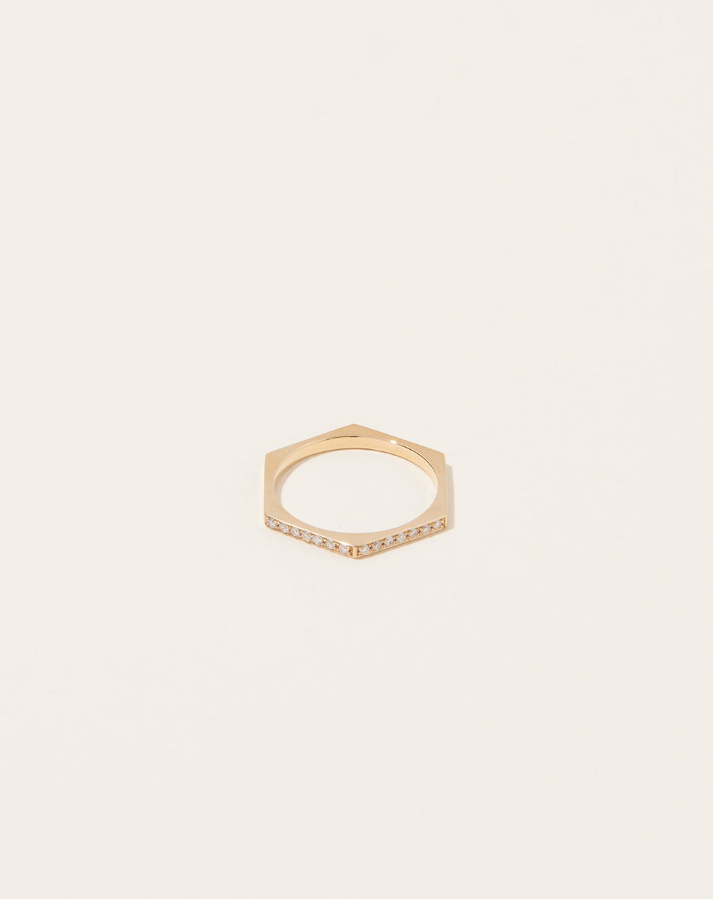 Hex Ring with White Diamonds in 14k Yellow Gold | Selin Kent | Covet ...